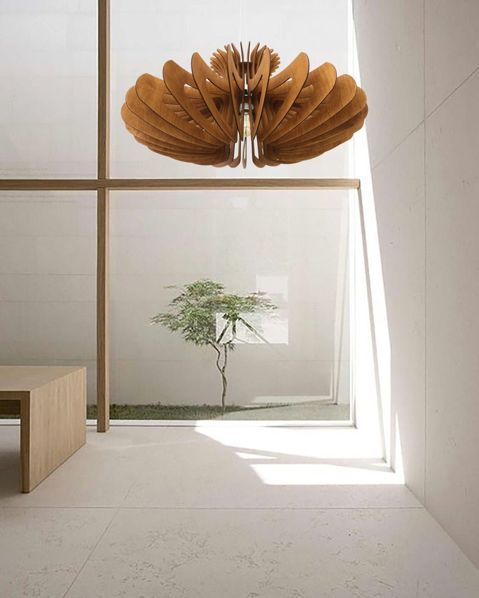 White Pendant Light Modern Wood Chandelier Lighting Hanging | Etsy