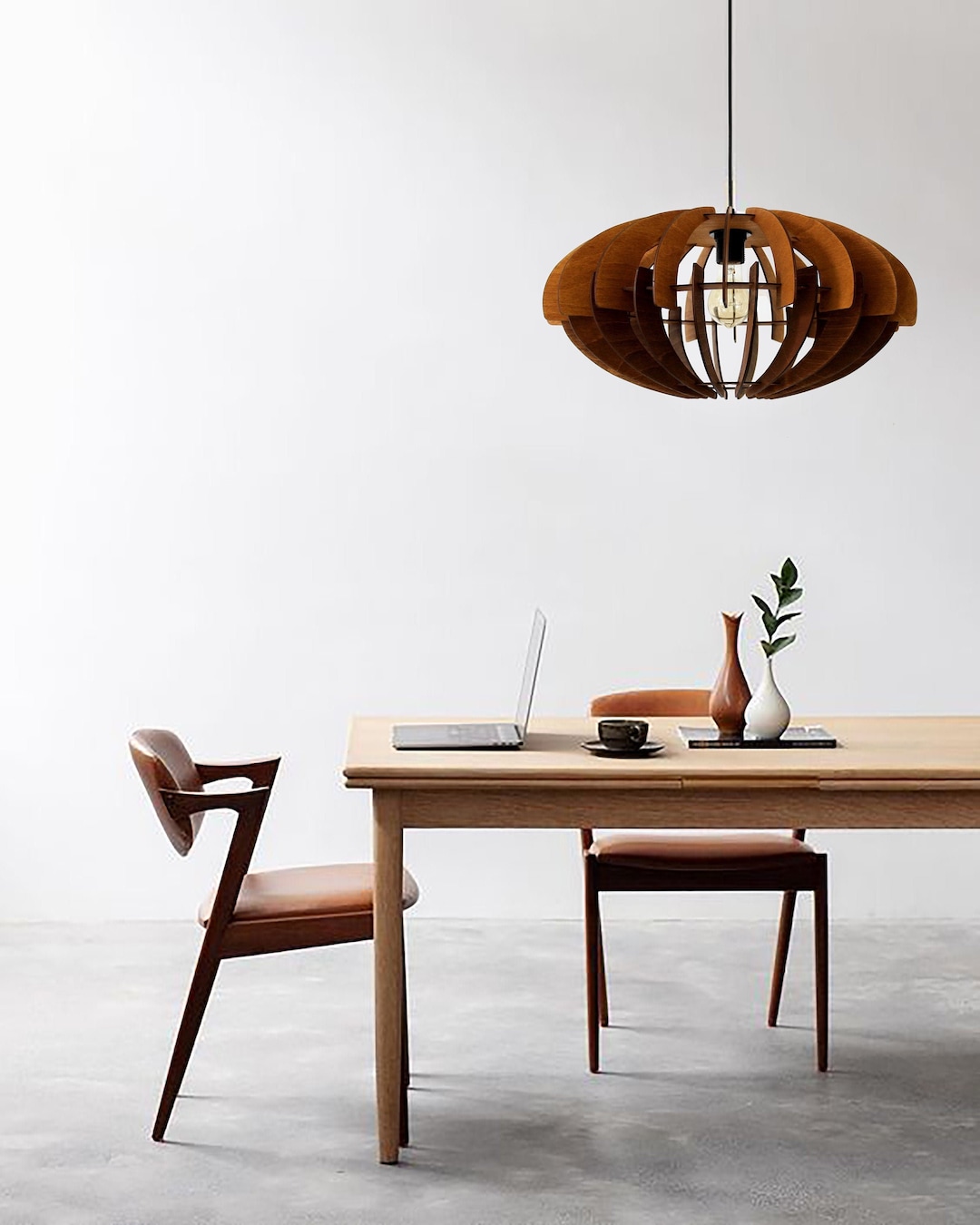 Pendant Light, Wood Scandinavian Ceiling Lamp, Dining Hanging Light ...