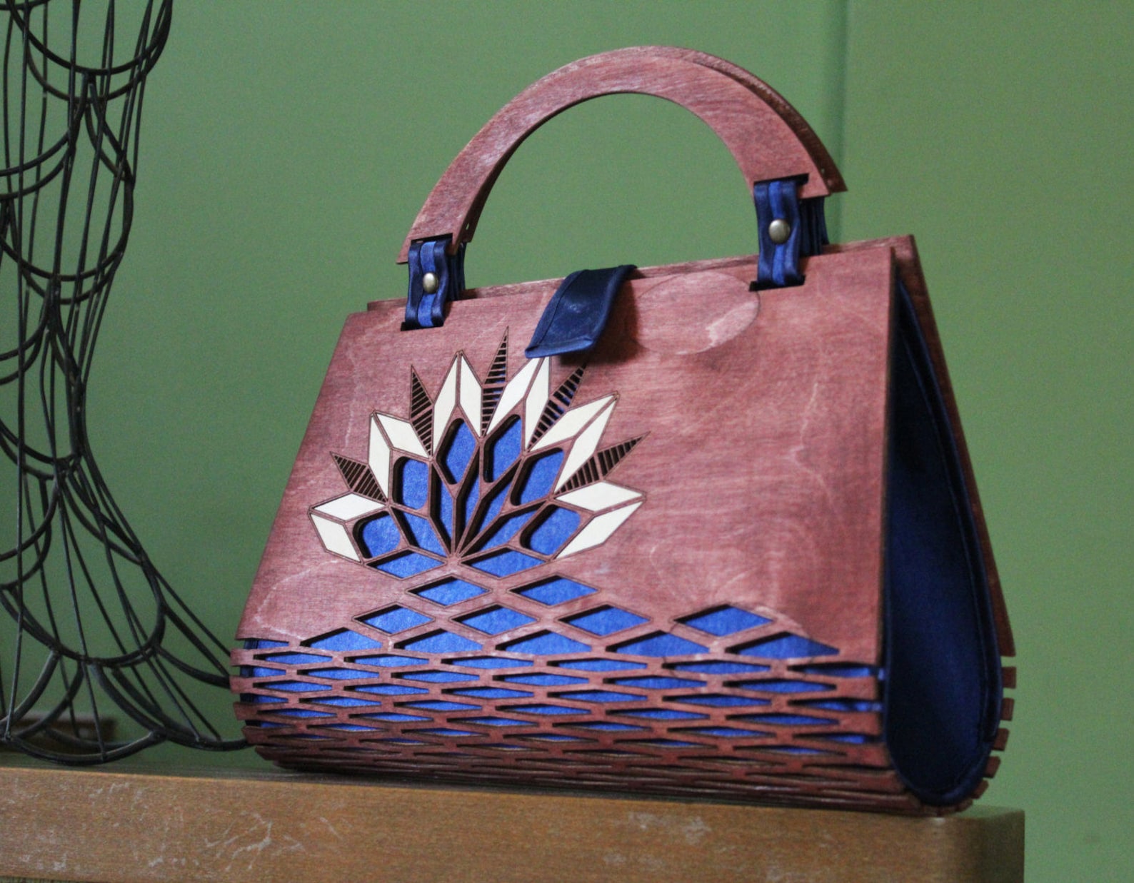 Wood Hand Bag Top Handle Bag Silk Formal Bag Evening - Etsy