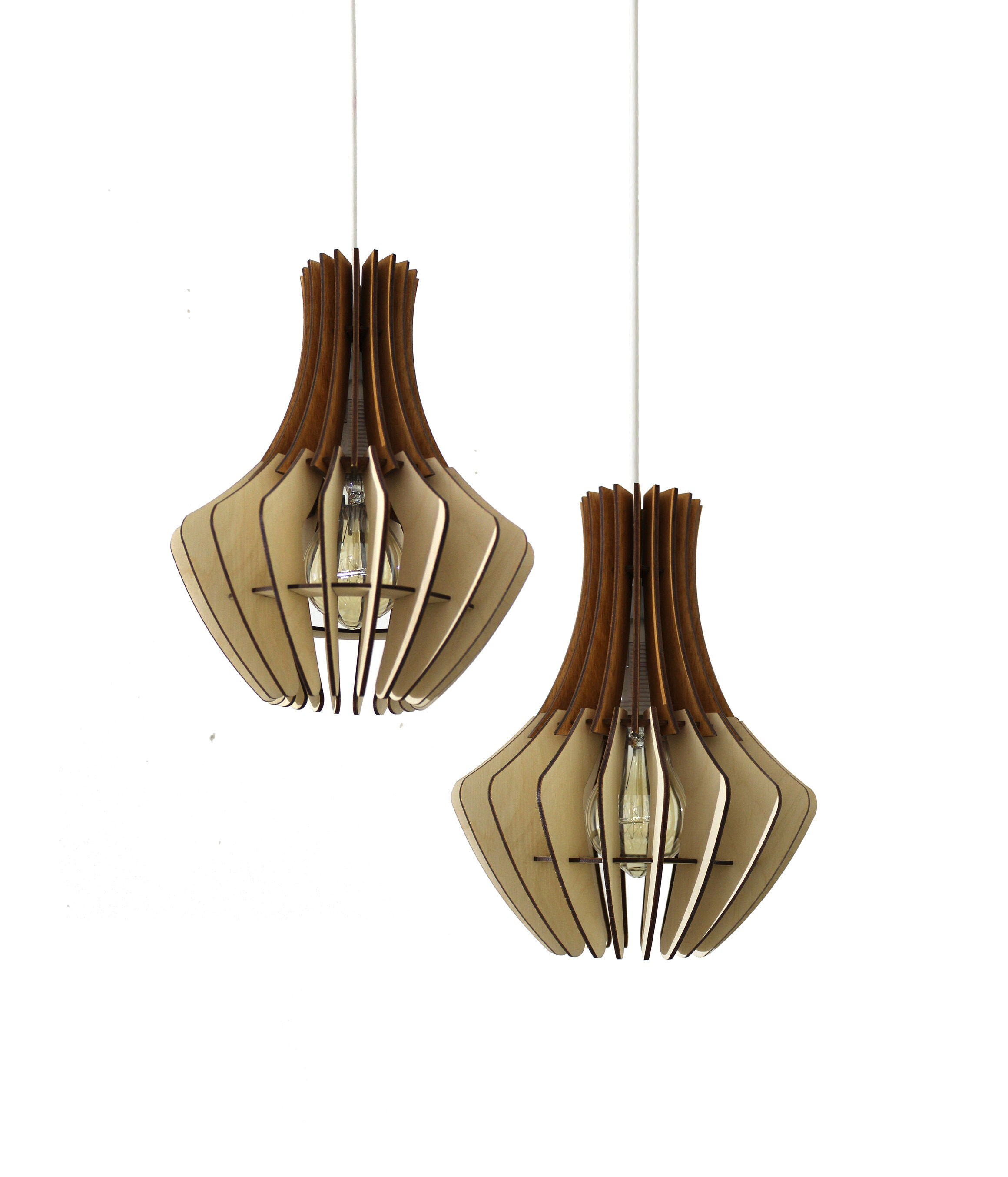 Wood Pendant Light Dining Hanging Lampshade Kitchen | Etsy