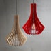 Red Pendant Light Modern Chandelier Lighting Wood Hanging - Etsy