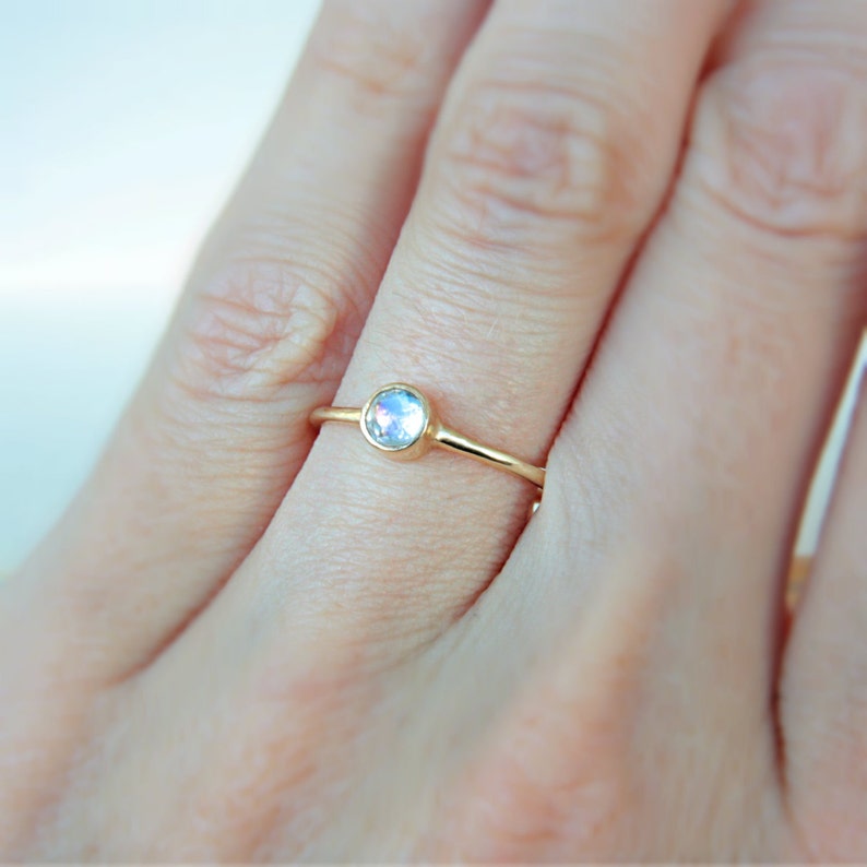 Yellow Gold Moonstone Ring 14k Gold Natural Moonstone Gold - Etsy