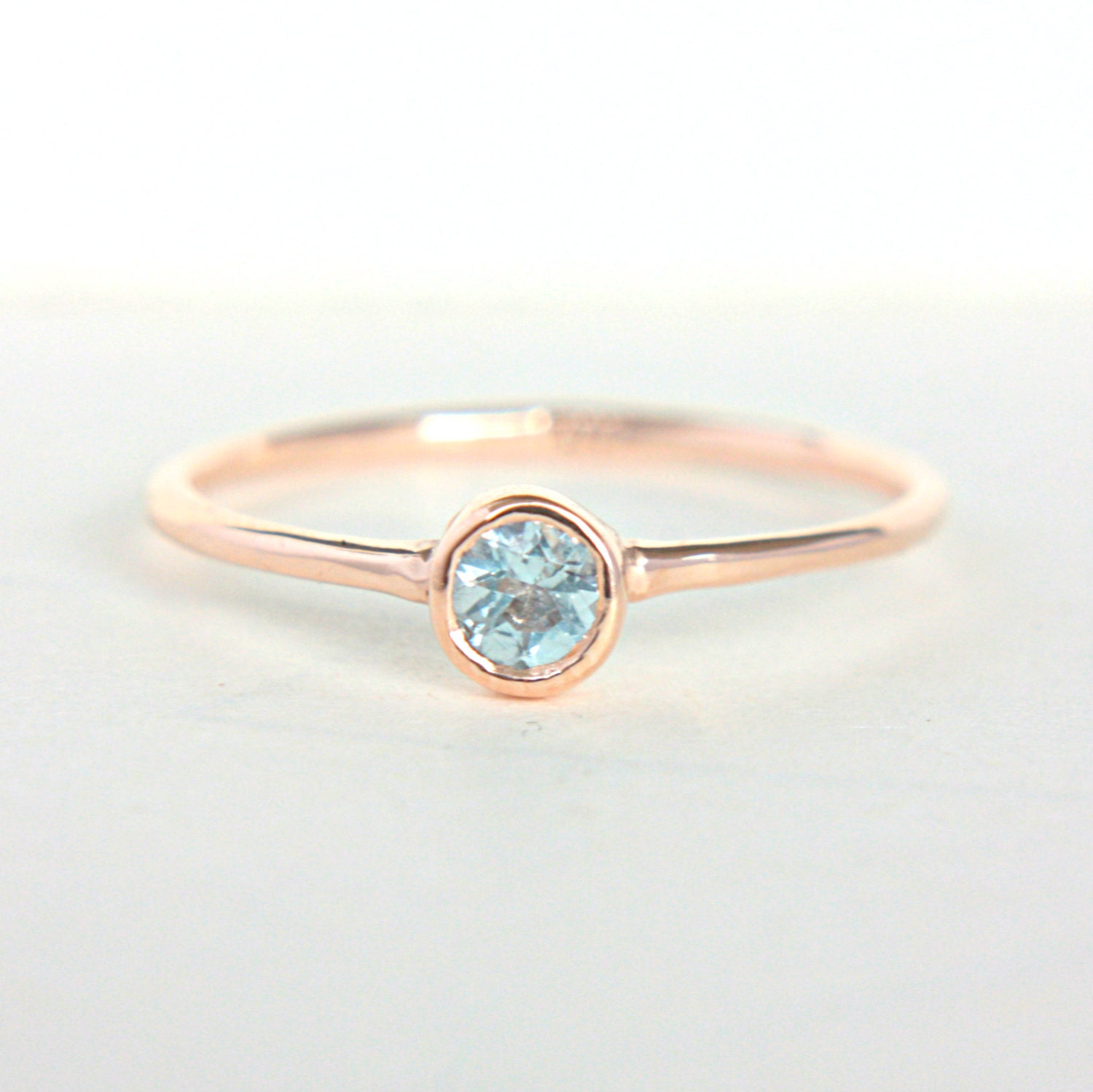 Rose Gold Aquamarine Ring 14k Gold Natural Aquamarine Gold | Etsy