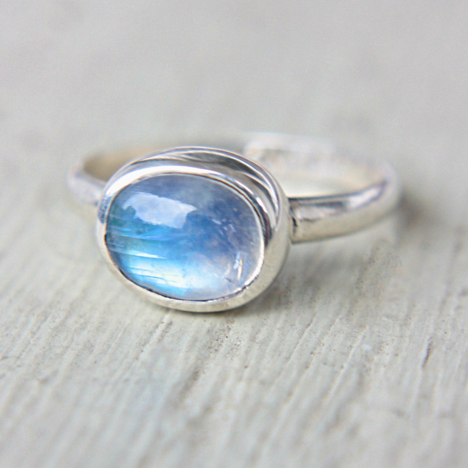 Moonstone Ring Sterling Silver Blue Moonstone Ring Made in | Etsy