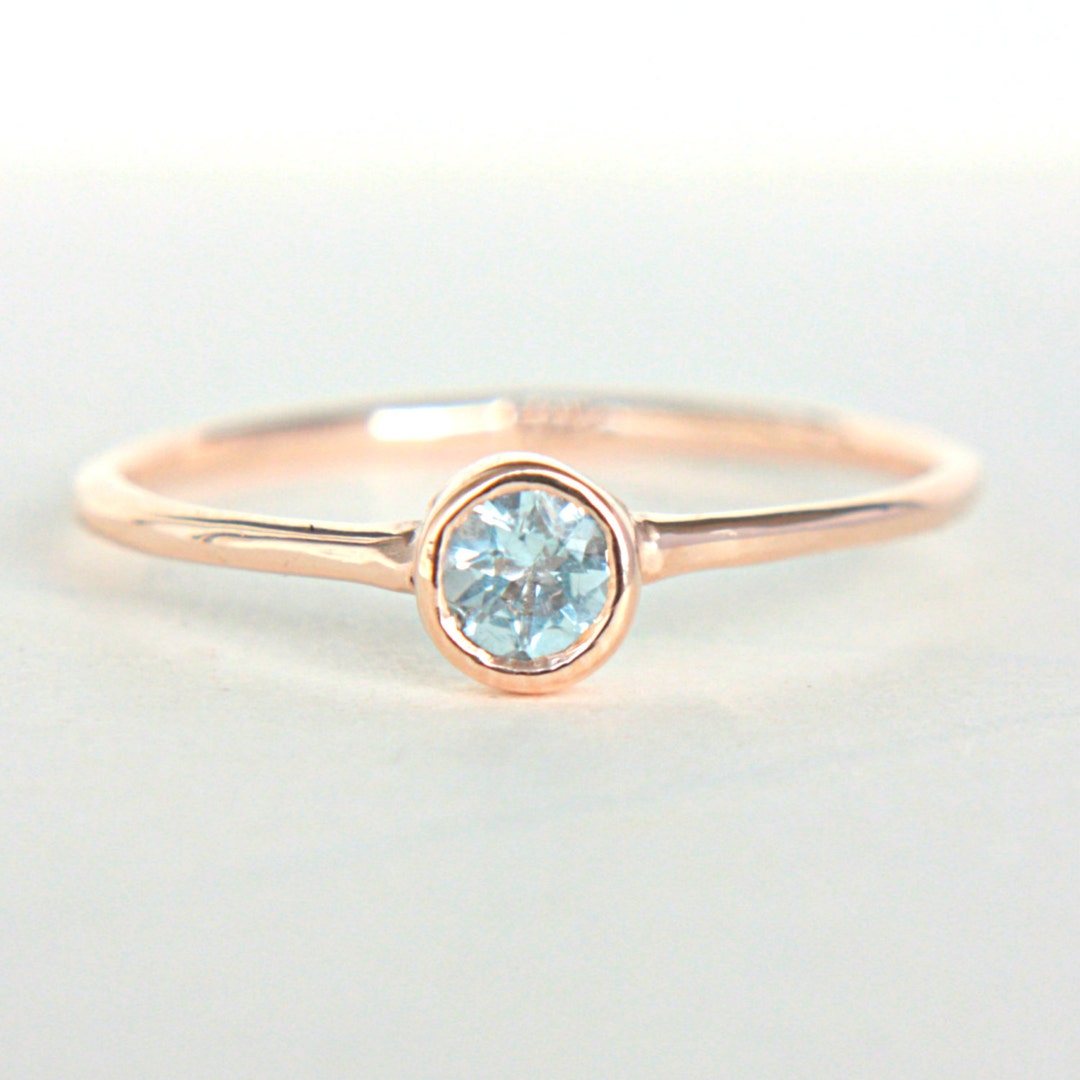 Rose Gold Aquamarine Ring 14k Gold Natural Aquamarine Gold Ring ...