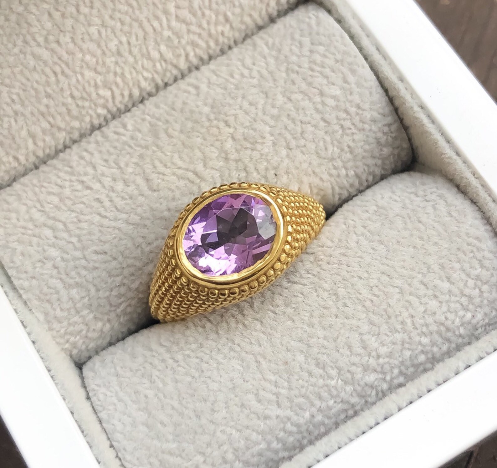 Amethyst Oval Signet Ring 18k Yellow Gold Signet Coctail Ring - Etsy