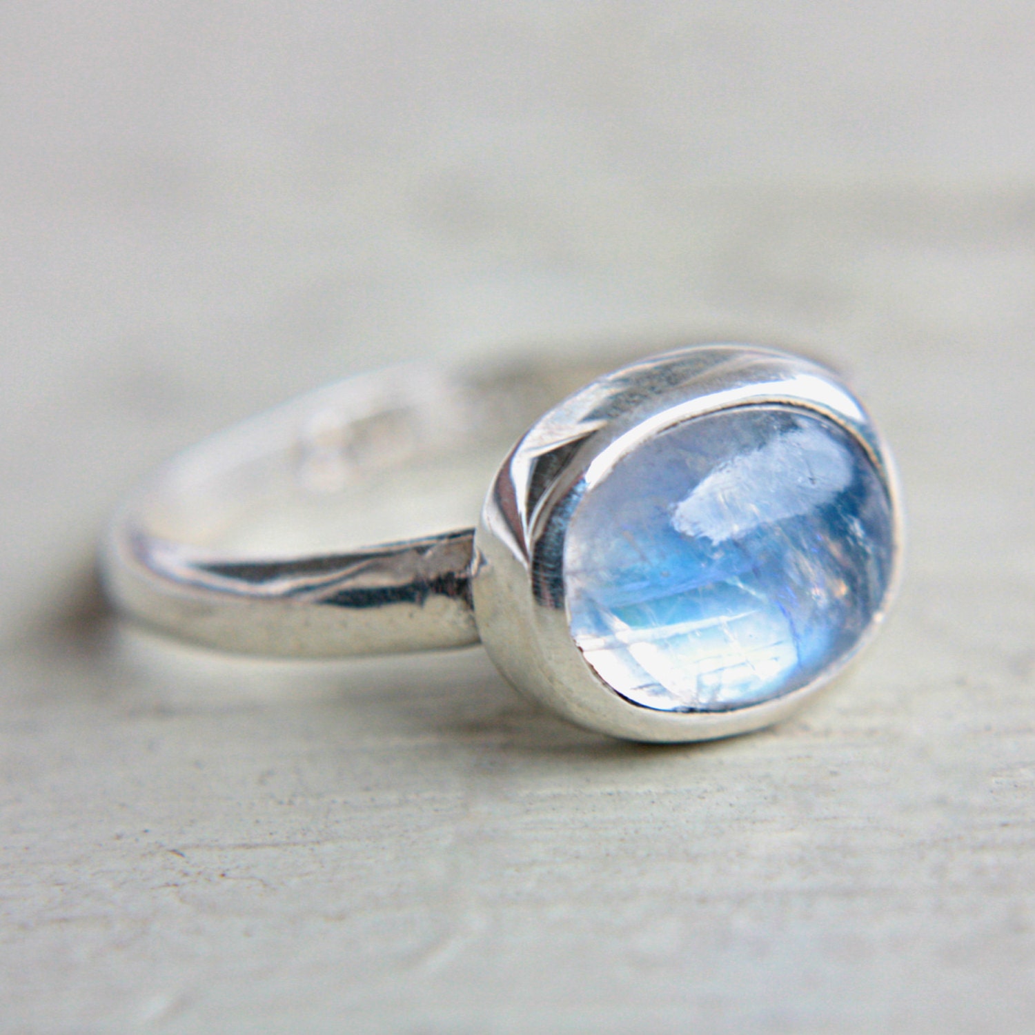 Moonstone Ring Sterling Silver Blue Moonstone Ring Made in | Etsy