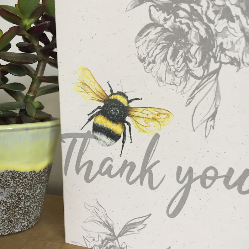 Bumble Bee Thank You Card Greetings Card Illustrated Greetings Card ...