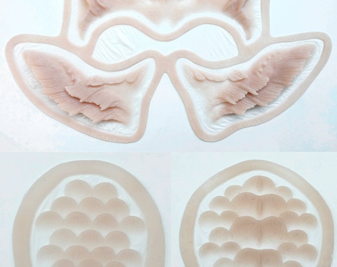 SET: Sea Creature Face & Cheeks, Scales, Silicone Makeup Prosthetic ...