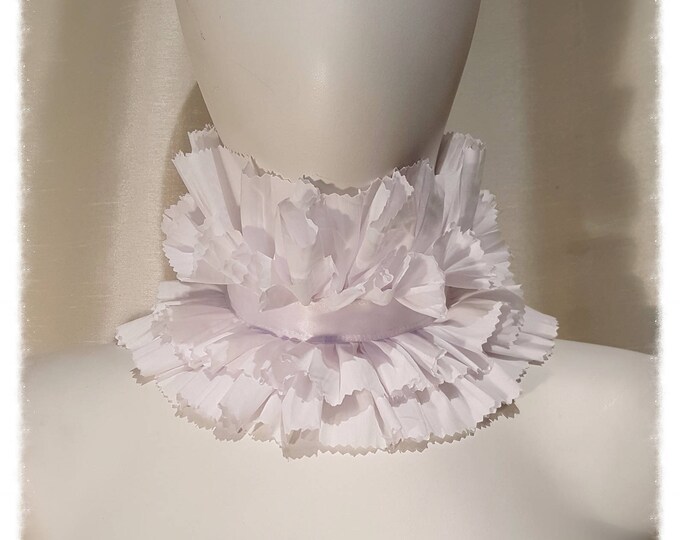 White Cotton Neck Frilly Neck, Jabot, Cravat, Victorian, Pierrot, Neck ...