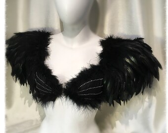 Black Feather Bra - Etsy