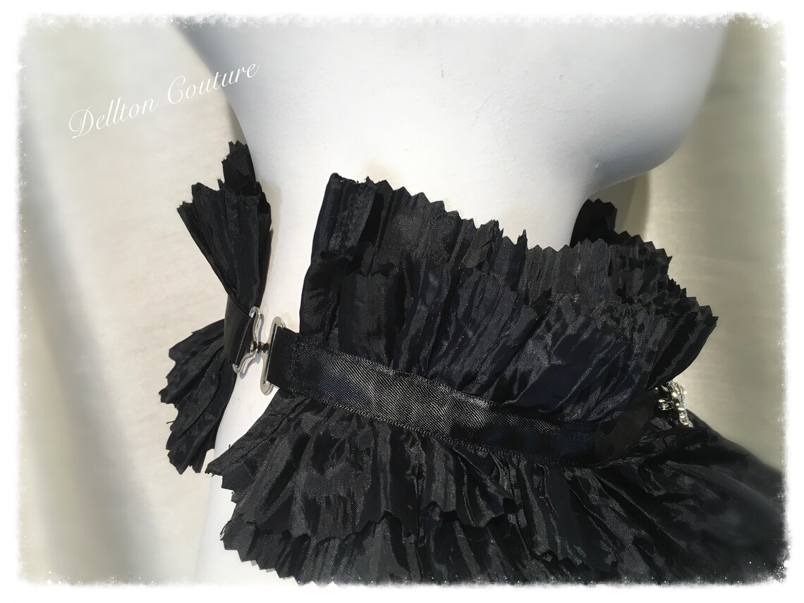 Black Taffeta Jabot Cravat Ruffle Frilly Collar Steampunk - Etsy