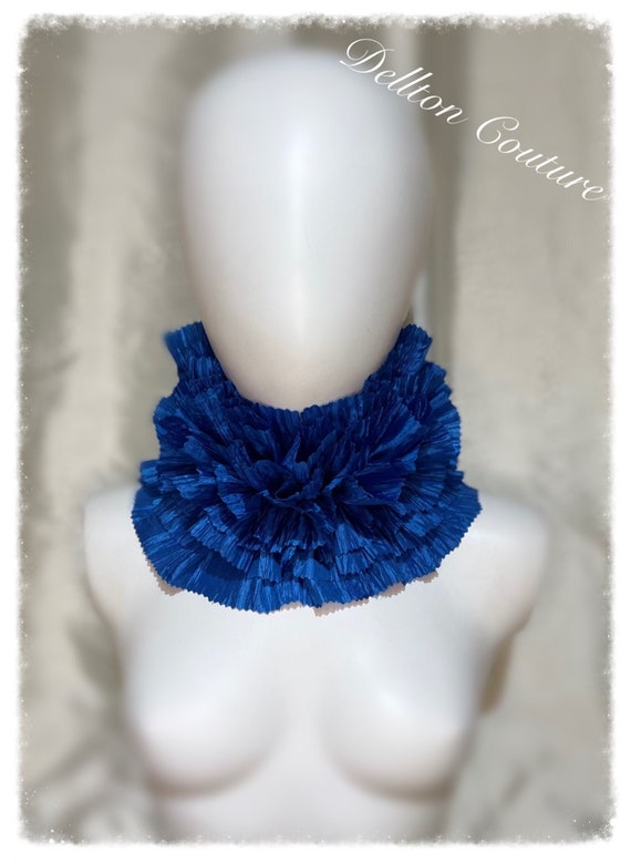 Royal Blue Parisian Chic Taffeta Neck Frilly Neck Jabot - Etsy