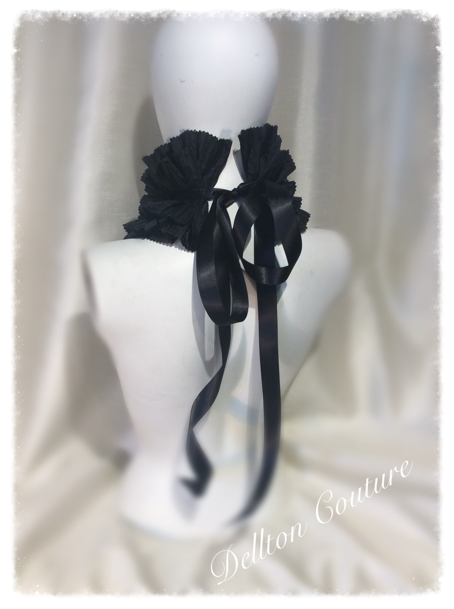 Black Taffeta Jabot, Cravat, Ruffle, Frilly Collar, Dracula, Halloween ...