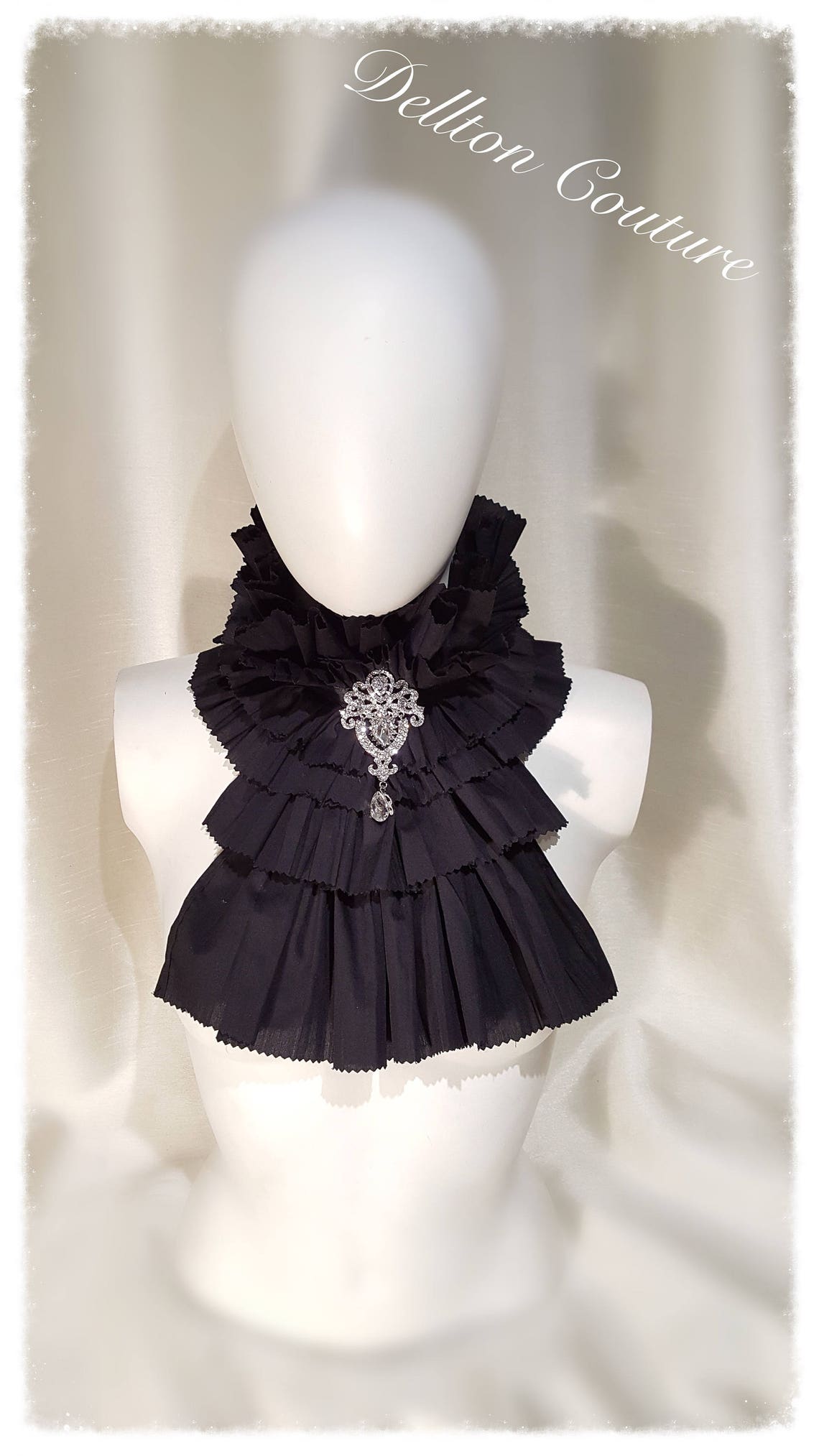 Black Taffita Jabot Cravat Ruffle Frilly Collar Steampunk | Etsy