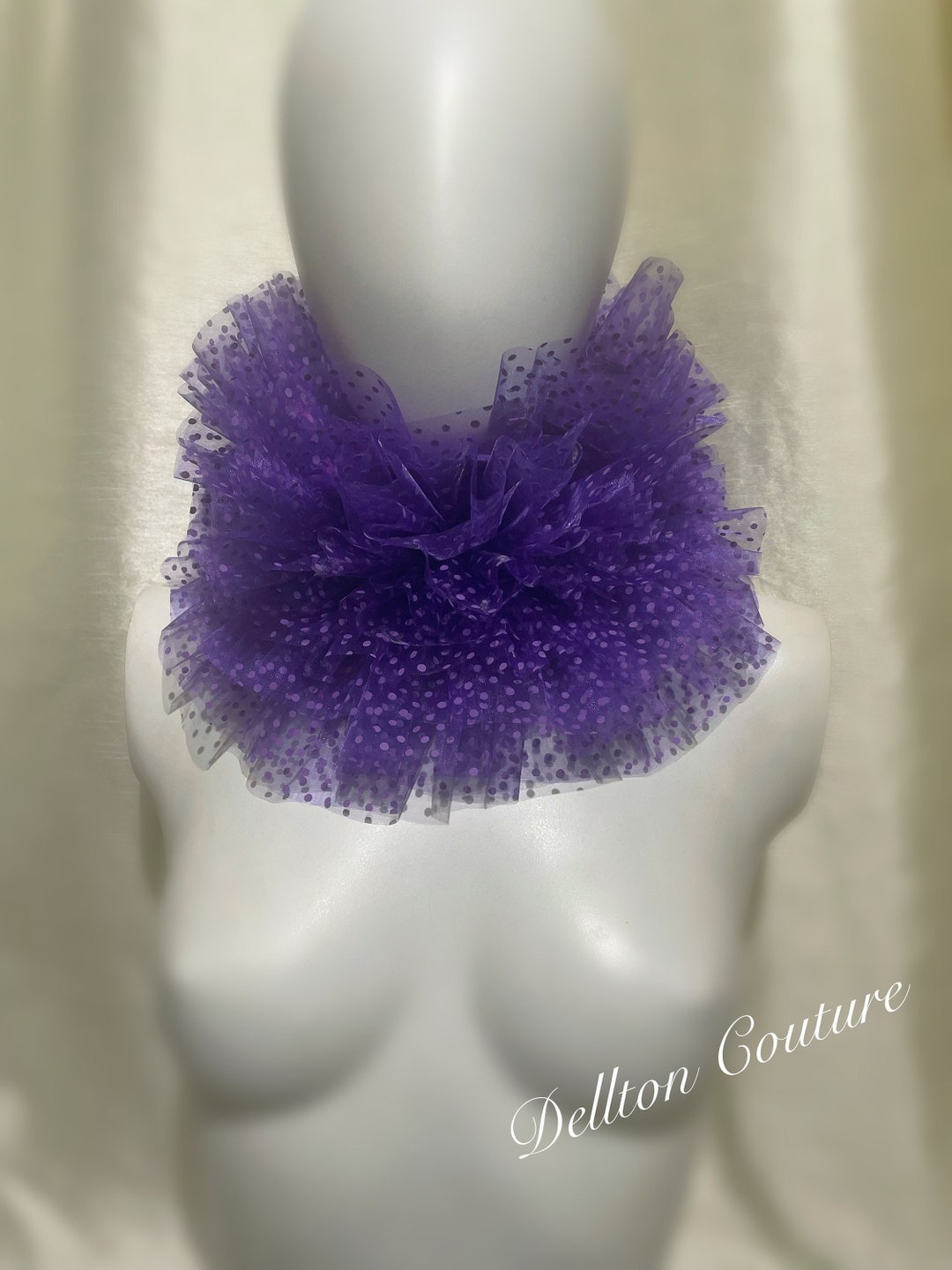 Purple Spotty Neck Frilly Neck, Jabot, Cravat, Victorian, Ruffle Neck ...