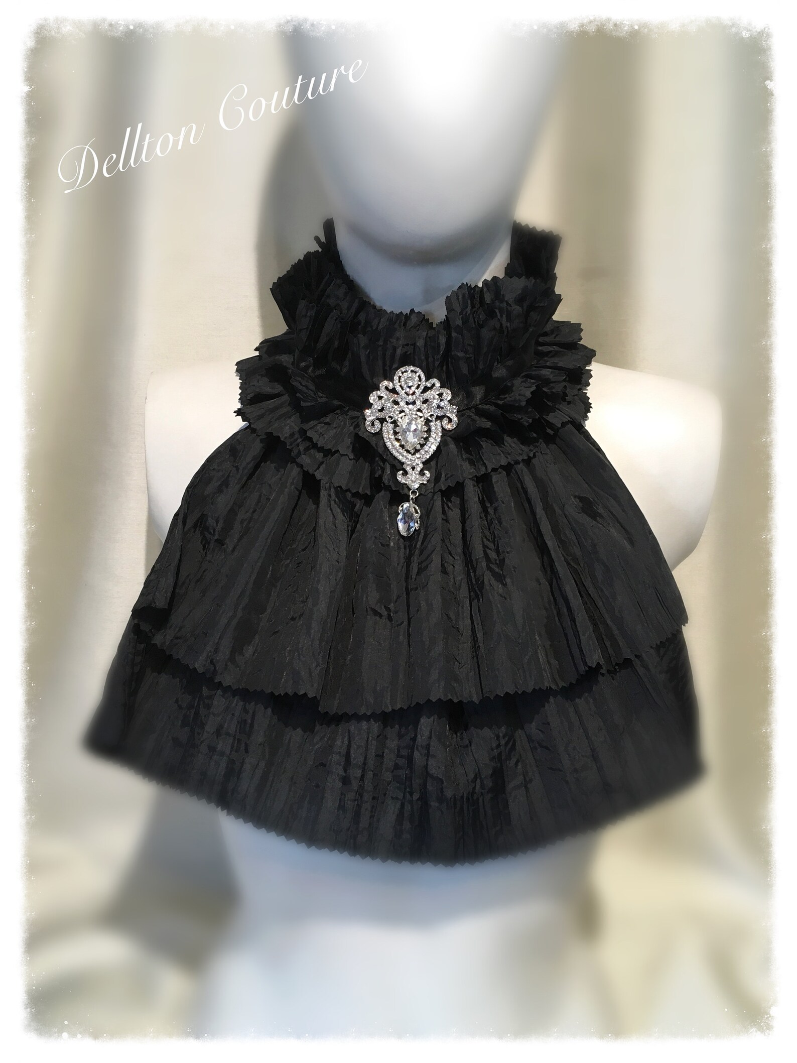 Black Taffeta Jabot Cravat Ruffle Frilly Collar Steampunk - Etsy