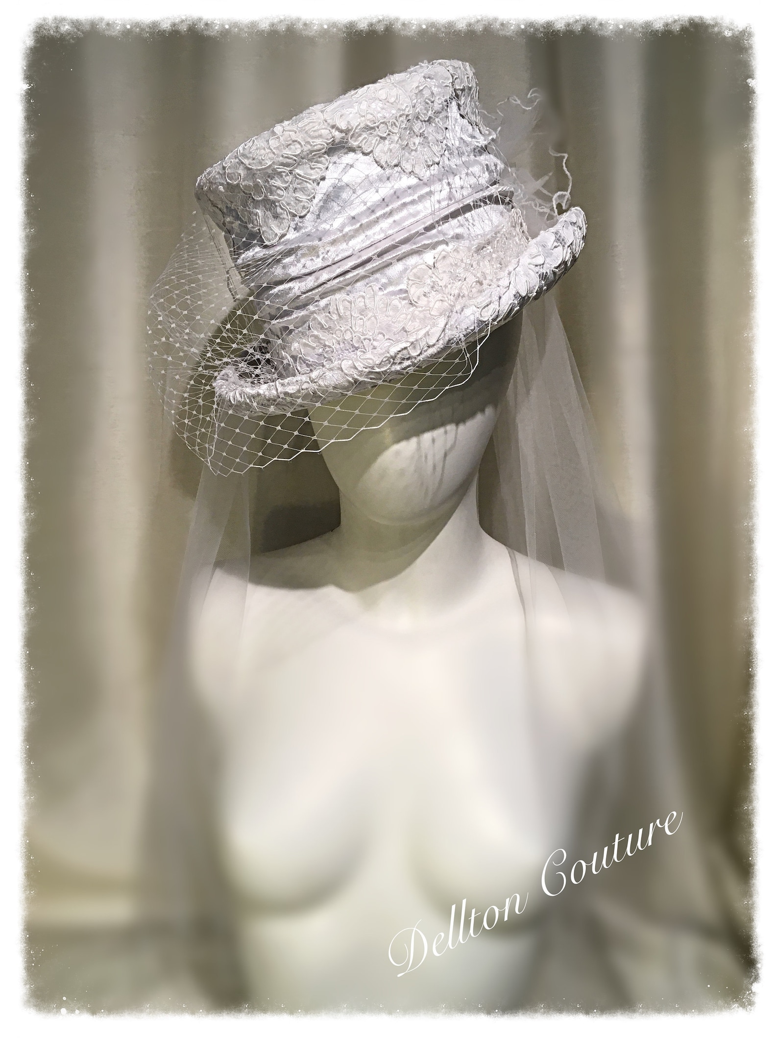 White Velvet & Vintage Lace Wedding Top Hat. Full Size. - Etsy UK