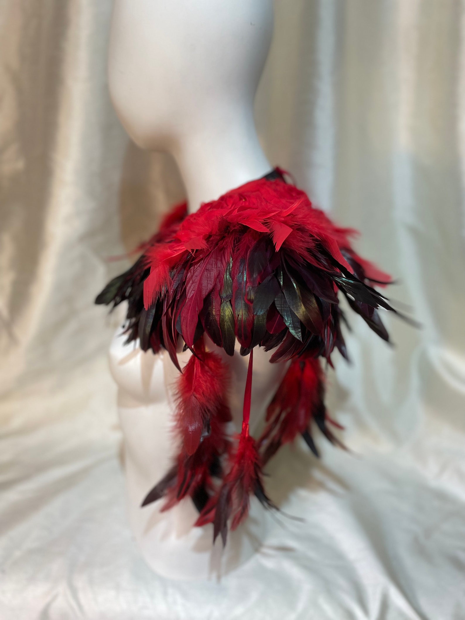 Fire Phoenix Red Feather Wing Shoulder Epaulets and Black - Etsy