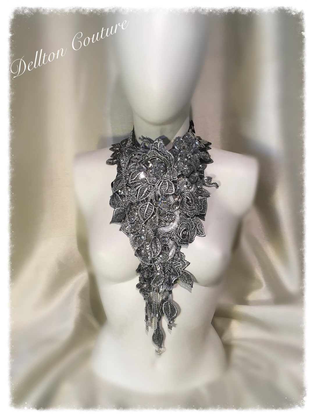 Silver Sequin & Lace Collar Burlesque, Showgirl, Party - Etsy