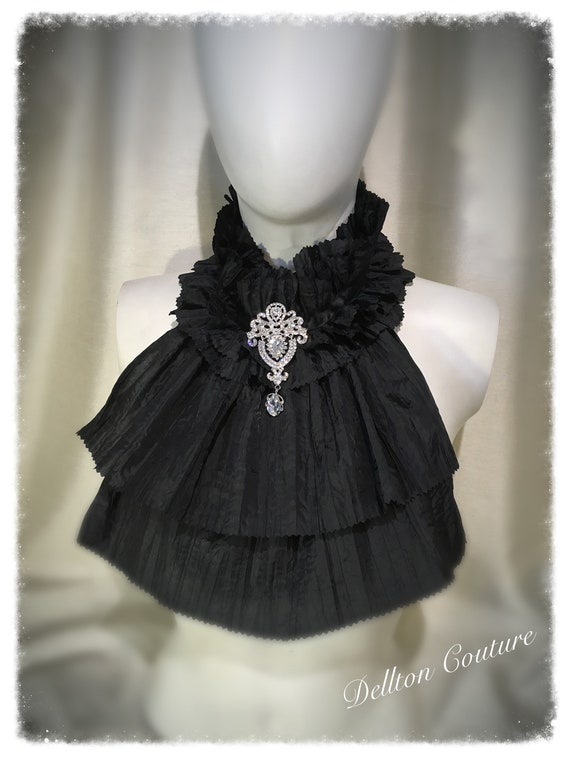 Black Taffeta Jabot Cravat Ruffle Frilly Collar Steampunk - Etsy