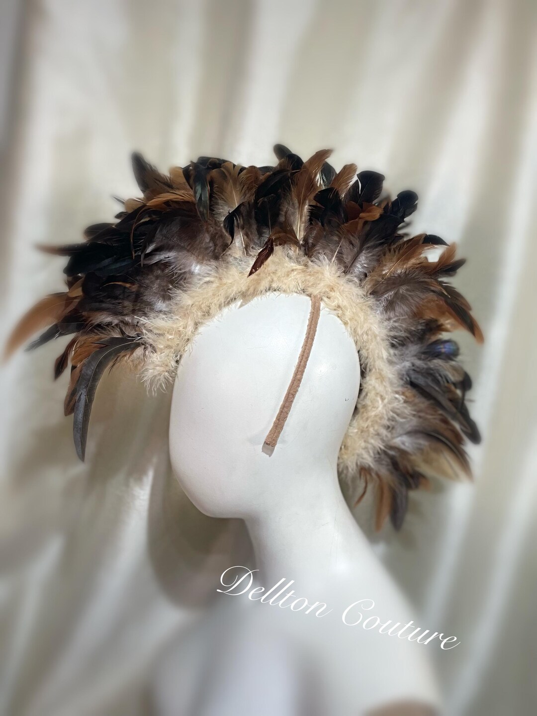 Natural Brown Feather Mohawk Headpiece Festival, Goth, Burning Man ...