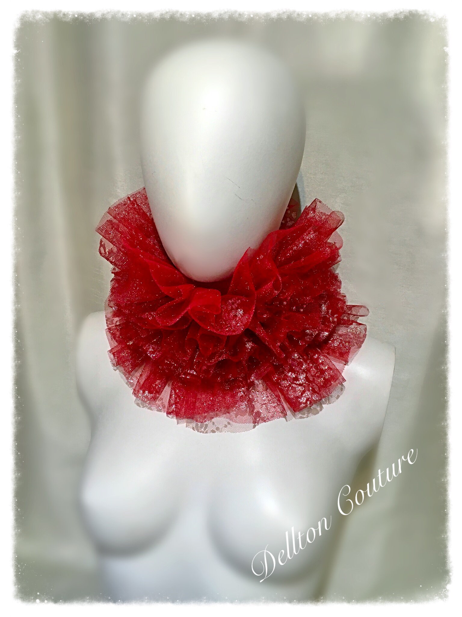 Red and Silver Lace Collar Frilly Neck Jabot Cravat | Etsy