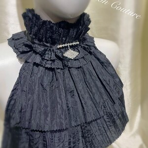 Black Taffeta Jabot, Cravat, Ruffle, Frilly Collar Steampunk, Vampire ...