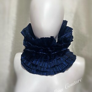 Midnight Blue Parisian Chic Taffeta Neck Frilly Neck, Jabot, Cravat ...