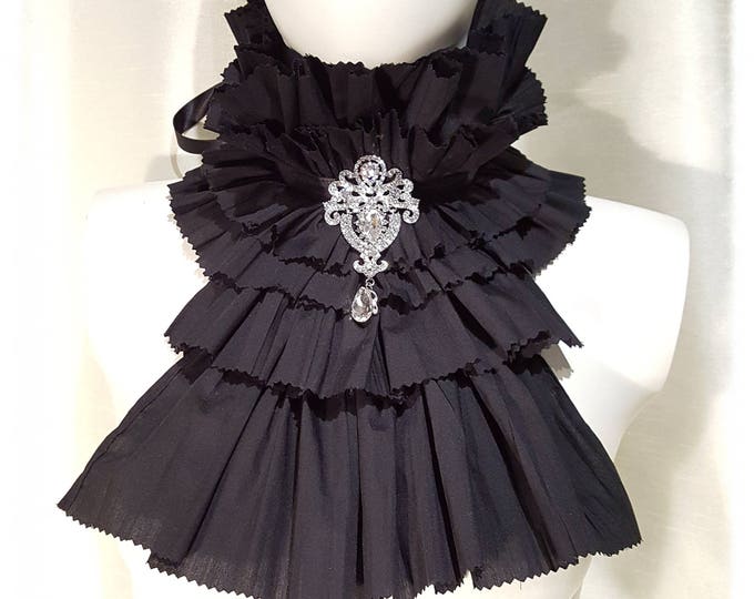 Black Taffita Jabot, Cravat, Ruffle, Frilly Collar Steampunk, Whitby ...