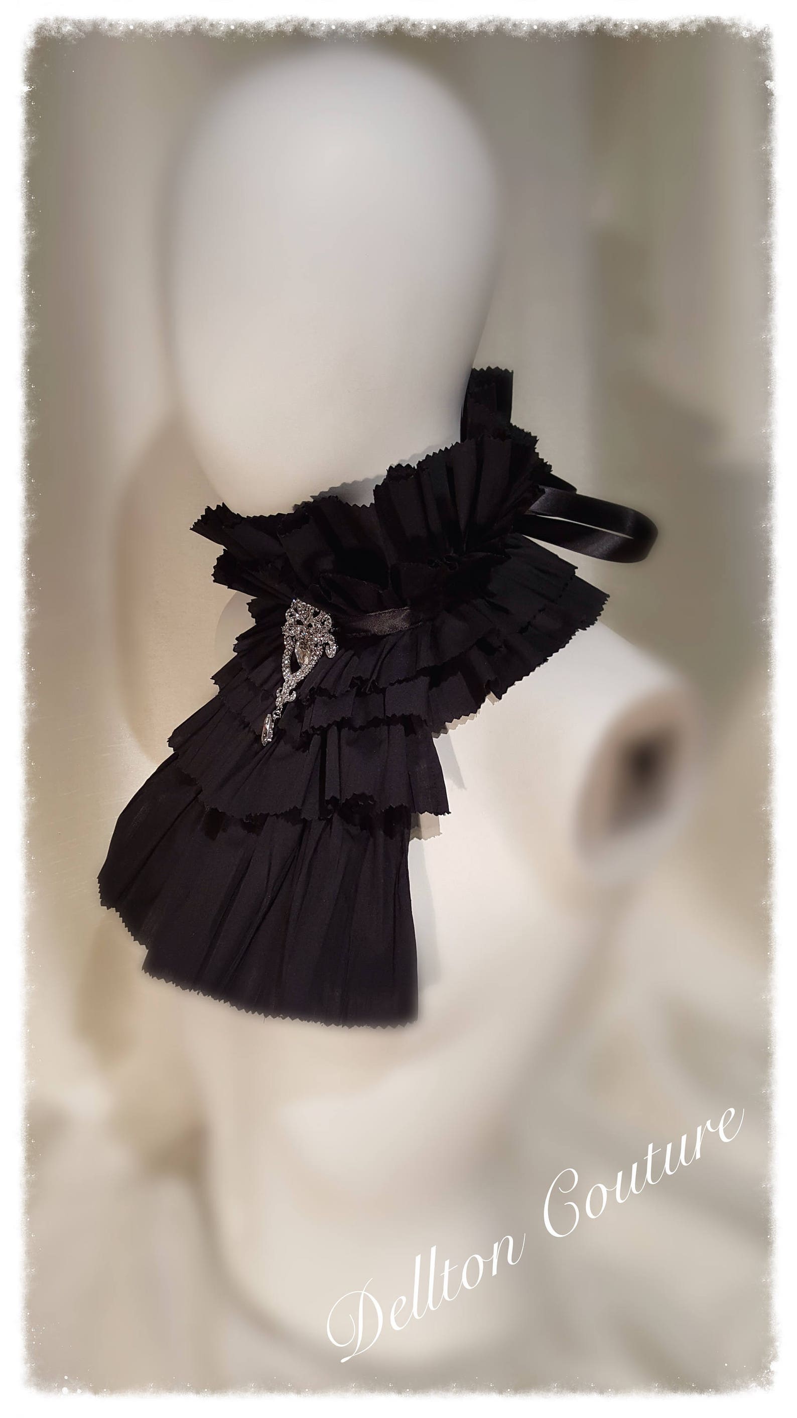 Black Taffita Jabot Cravat Ruffle Frilly Collar Steampunk - Etsy