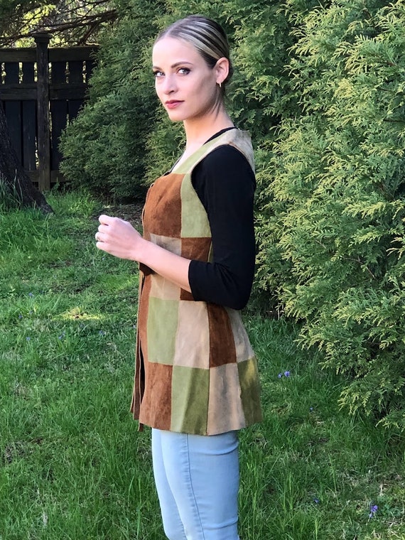 1960s 1970s Patchwork Crochet Granny Square Vest with… - Gem