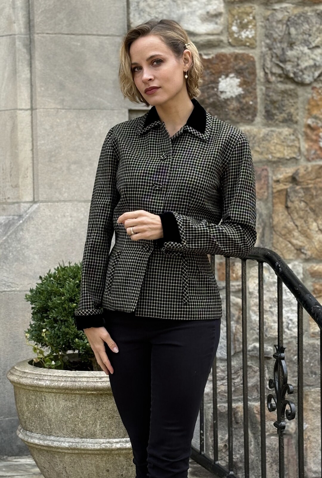 1940s 1950s Mcmullen for Marshall Field Black and White Checkered Suit ...