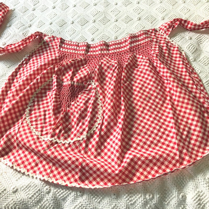 Red Gingham Apron - Etsy