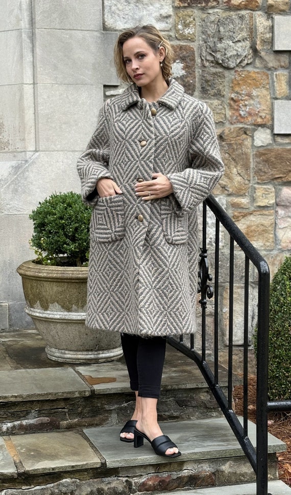 1950s 1960s Fantastic Marshall Field Gray Wool Swing … - Gem