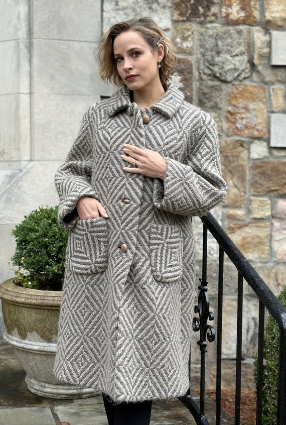 1950s 1960s Fantastic Marshall Field Gray Wool Swing … - Gem