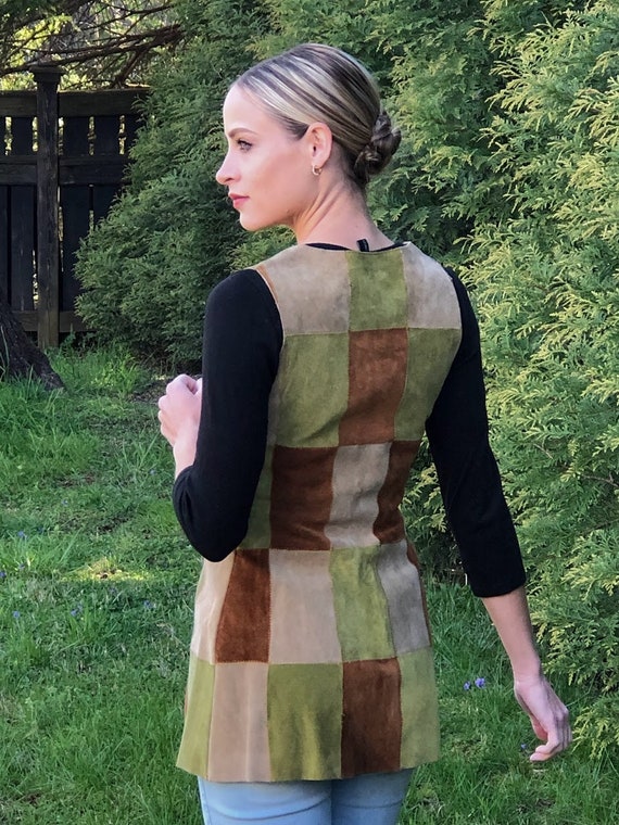 1960s 1970s Patchwork Crochet Granny Square Vest with… - Gem