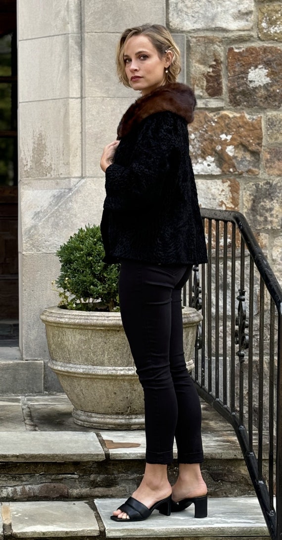 Gorgeous 1950s 1960s Broadtail Persian Lamb Fur Jacke… - Gem