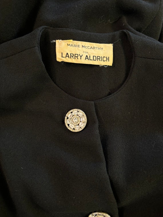 1960s Larry Aldrich Mod Black Cocktail Dress LBD with… - Gem