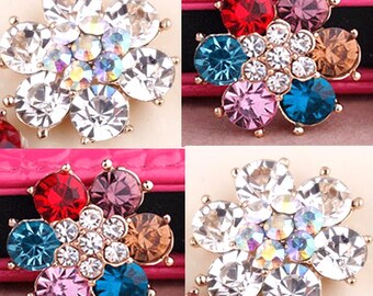 3 Flat Back Rhinestone Button Pearl Button Flower Button | Etsy
