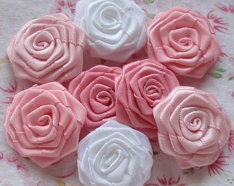 40 Mini Handmade Ribbon Roses 1/2 inches In Pink Combination | Etsy