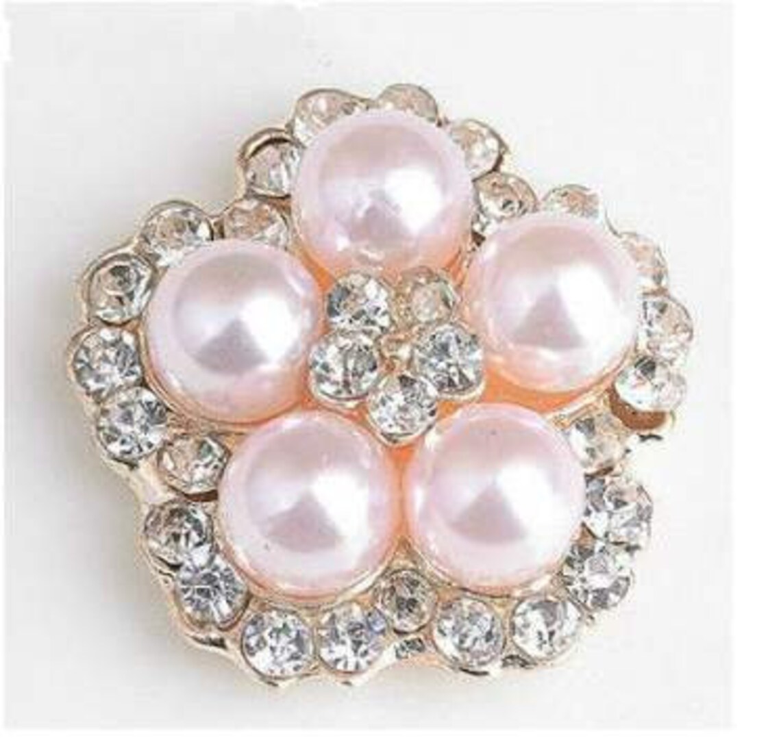 4 Flat Back Rhinestone and Pearl Button Embellishment Lt Pink - Etsy