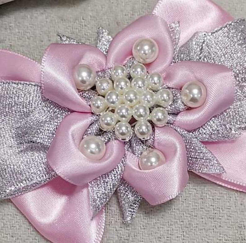 Handmade Ribbon Bow Ribbon Flower in Power Pink Silver More - Etsy