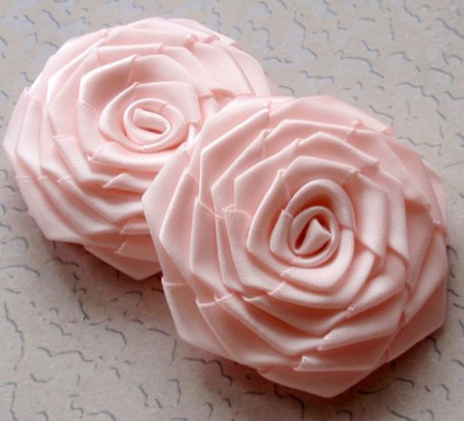 2 Handmade Ribbon Roses 2.5 Inches in Lt Pink Have Over 150 Colors to ...
