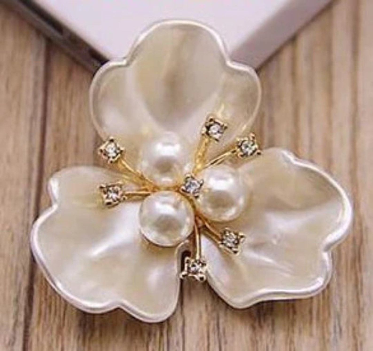 4 Flat Back Pearl Button Pearl Flower Tray, Rhinestone Pearl Button ...