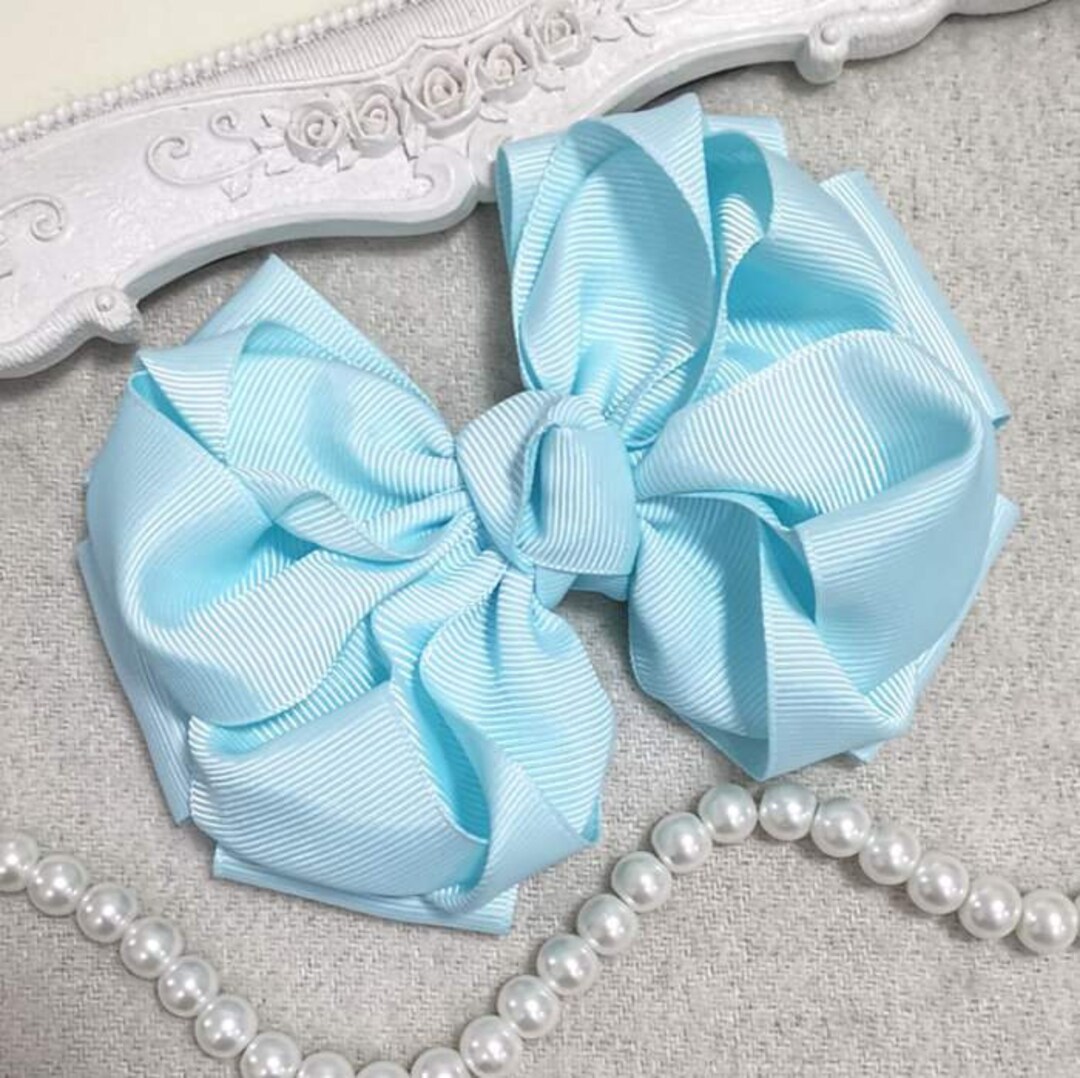 Handmade Grosgrain Ribbon Bow in Lt Blue More Colors to Choose ( 5x4 ...