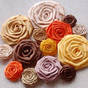 12 Handmade Ribbon Roses Over 150 Colors to Choose | Etsy
