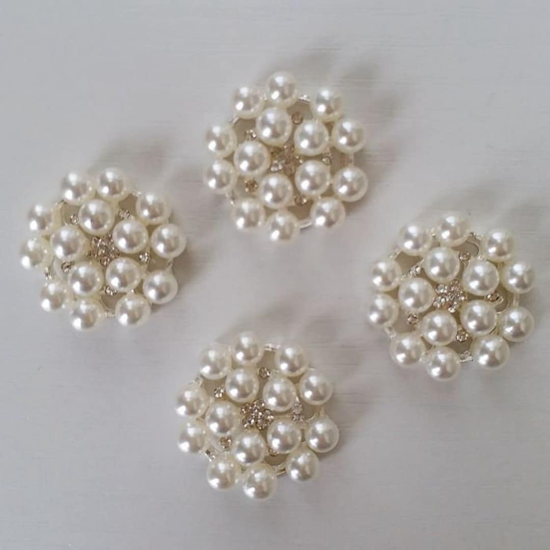4 Flat Back Rhinestone Pearl Embellishment Metal (23 Mm) AL-151 - Etsy