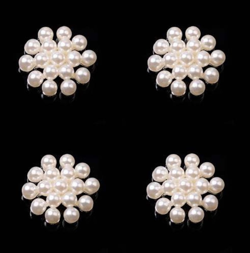4 Flat Back Pearl Button Pearl Embellishment 24x24mmmm - Etsy España
