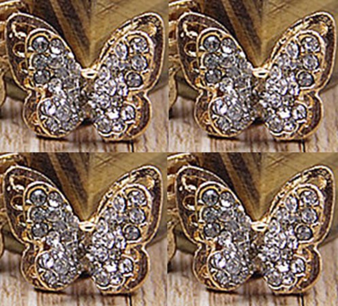 4 Flat Back Rhinestone Button Butterfuiles Button (18x14 Mm) DT-231 - Etsy